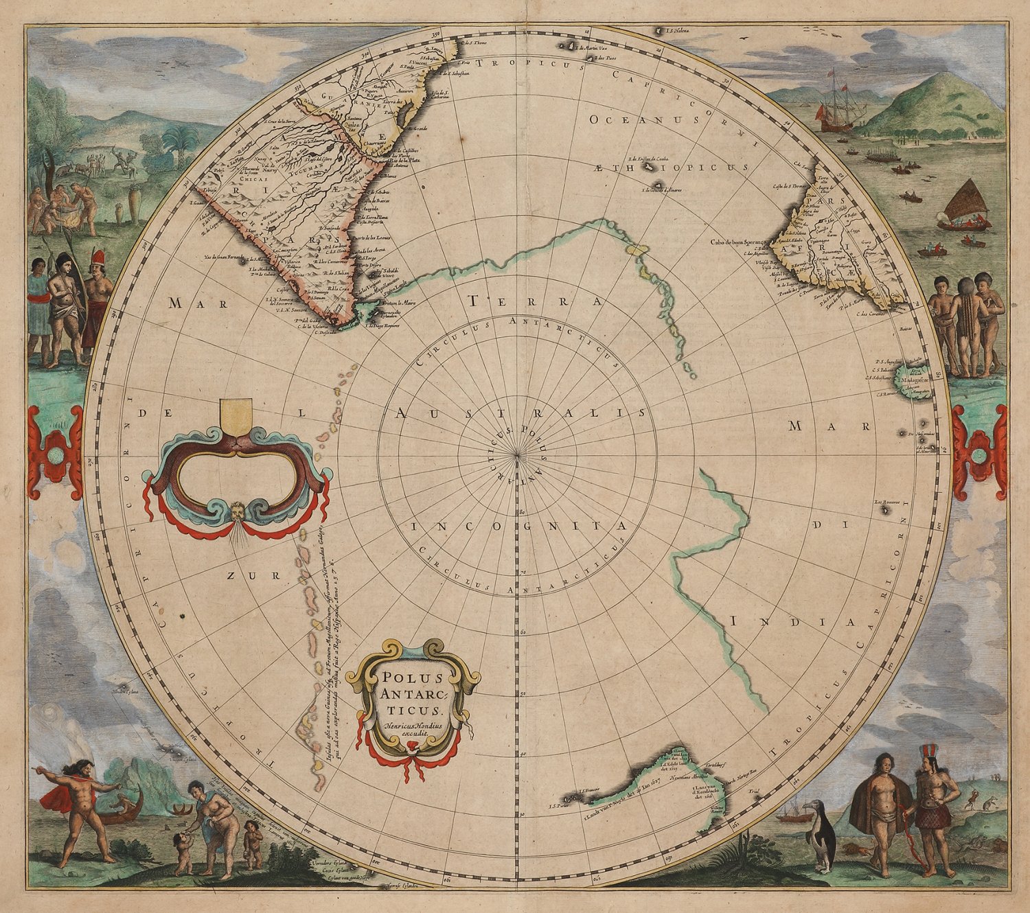 Polus Antarcticus. Henricus Hondius excudit. 1637 (1641) | Antique ...