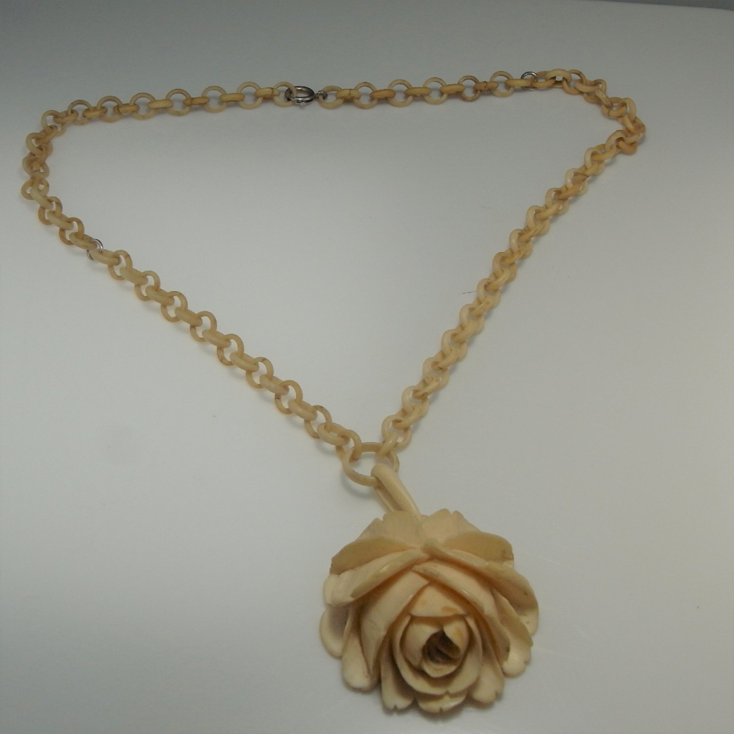 Ivory Rose Necklace 19th Century Germany European Hand Carved Necklace ...